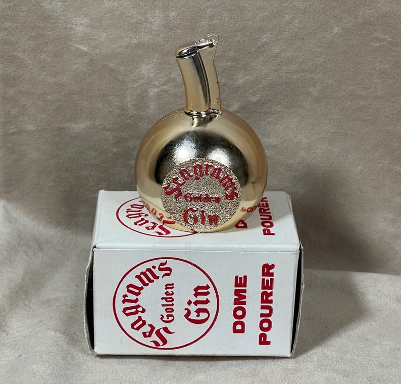 Vintage 1960s Seagram's Gin Gold Red Gin Dome Pourer Barware New in Box ...