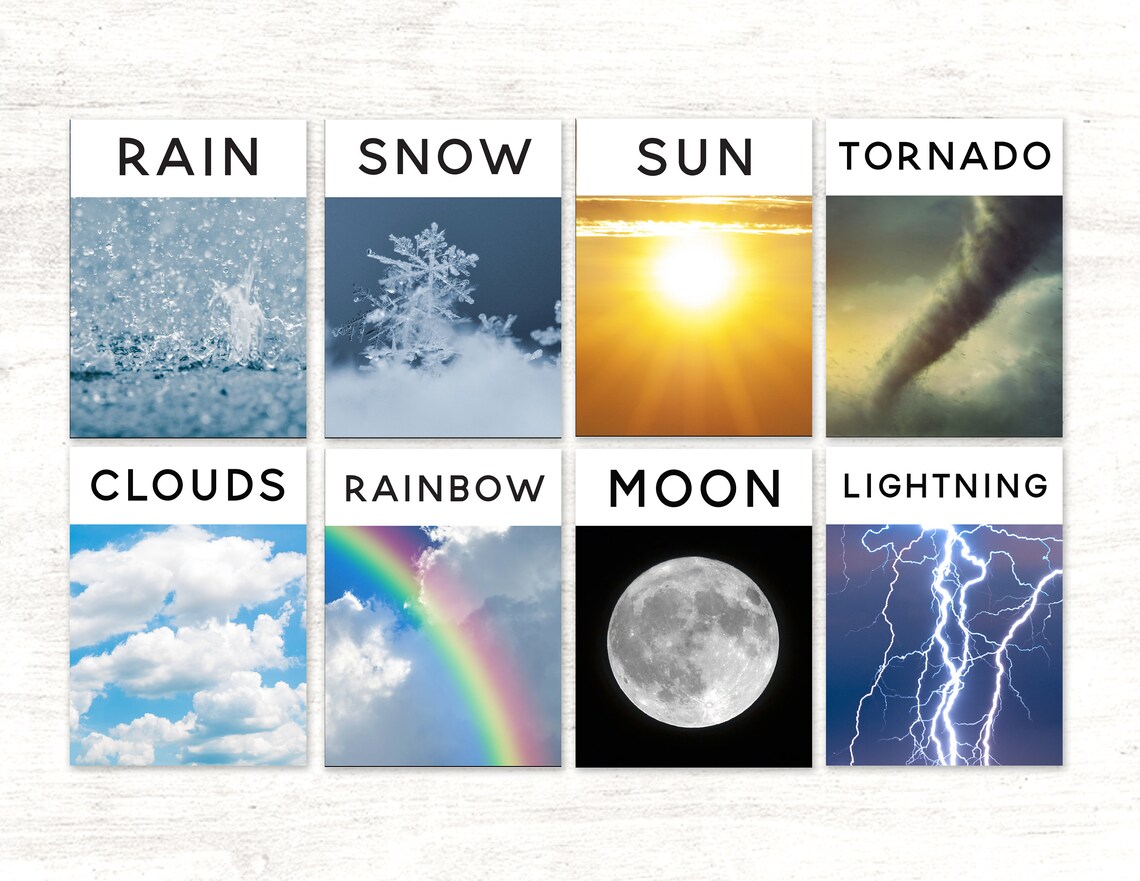 Weather Flashcards Printable PDF // Photo Realistic Imagery // Learning ...