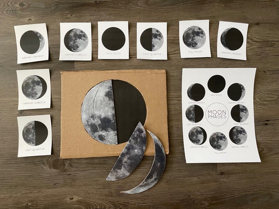 Moon Phase Lunar Unit Study // Printable PDF Moon Flashcards - Etsy