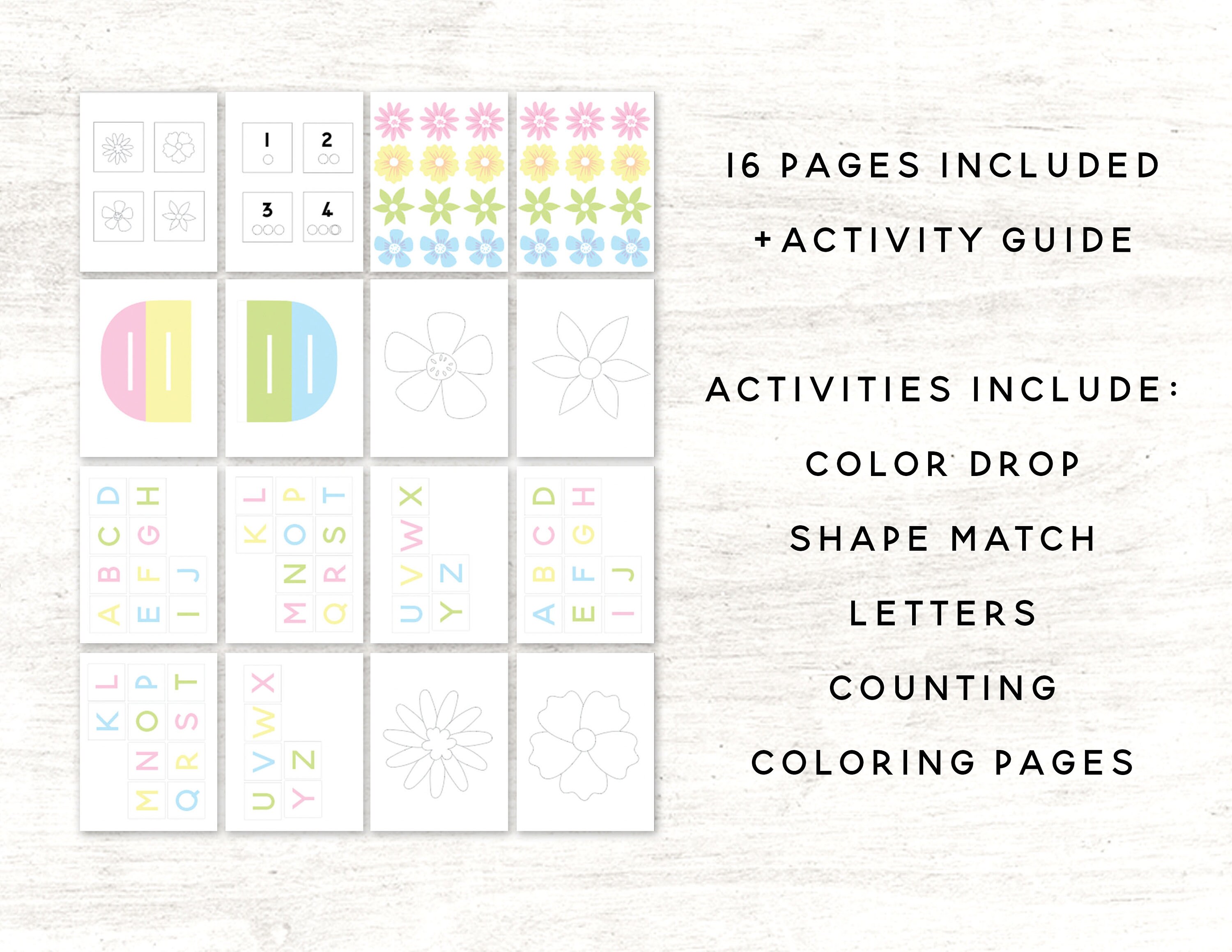 SPRING Pastel Flowers Printable Toddler Activity Set Play Ideas - Etsy