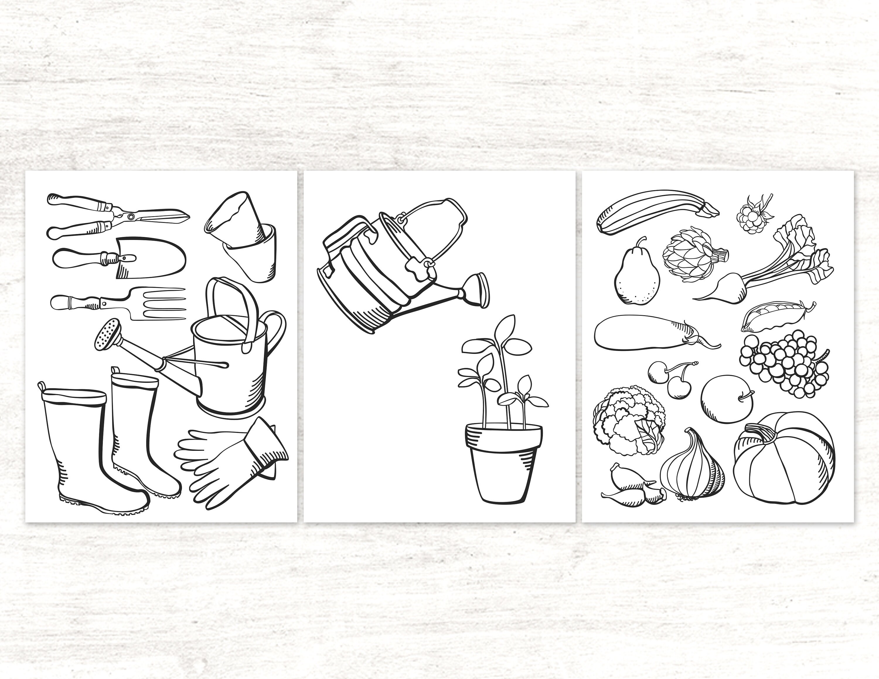 Garden Coloring Page Printable PDF // Learning About Colors and Tools ...