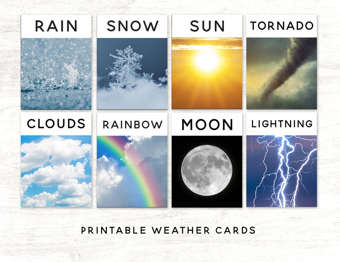 Weather Flashcards Printable PDF // Photo Realistic Imagery // Learning ...