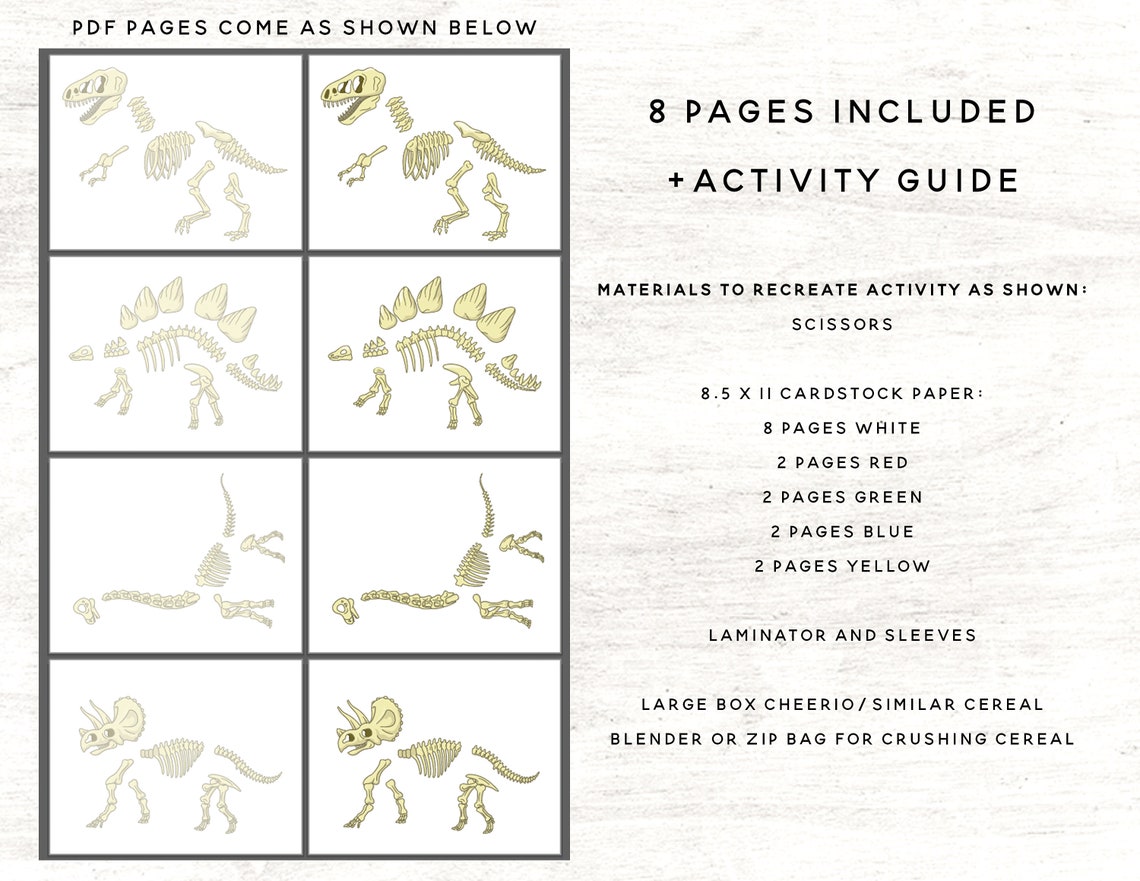Dinosaur Bones Fossil Match Toddler / Child Activity // DIY - Etsy Canada