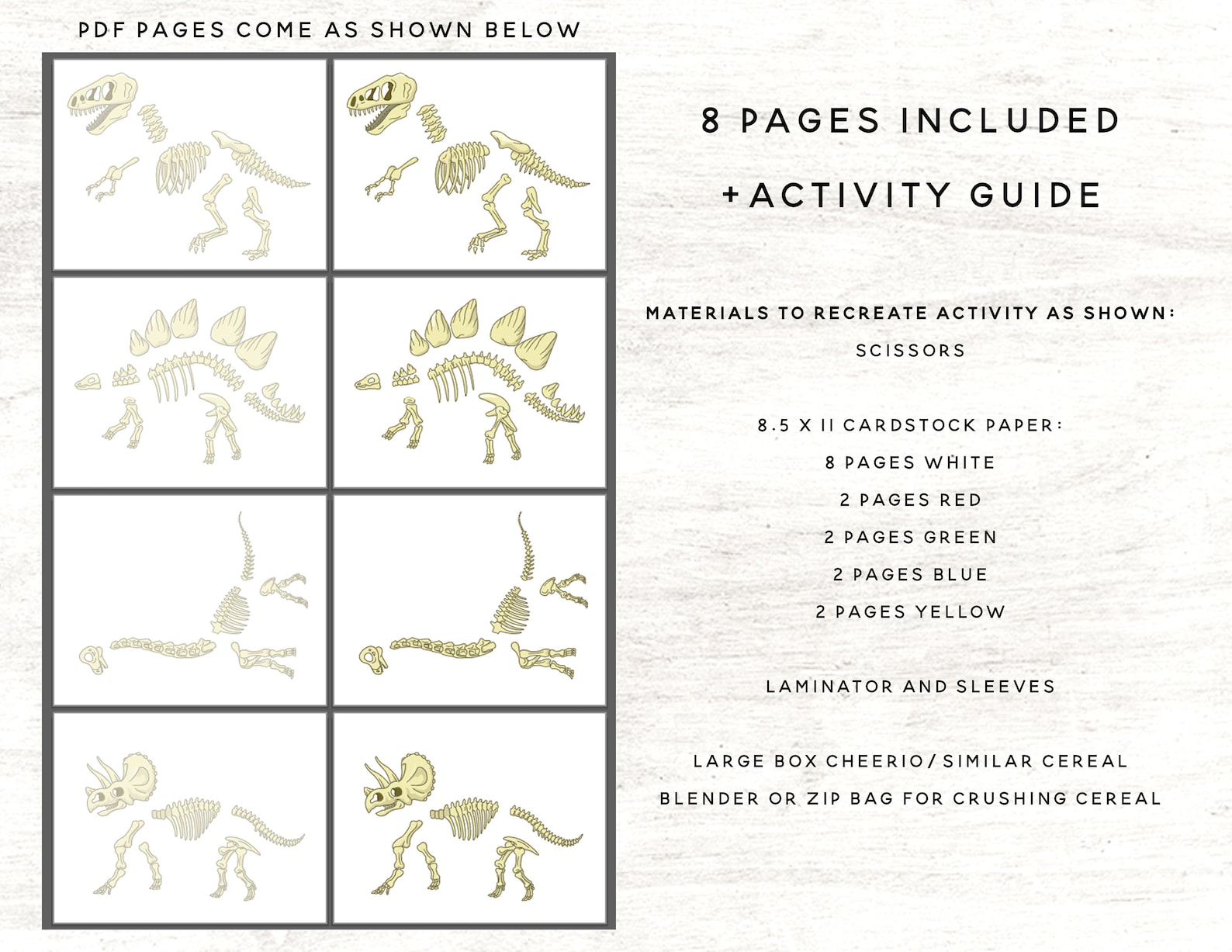 Dinosaur Bones Fossil Match Toddler / Child Activity // DIY Printable ...