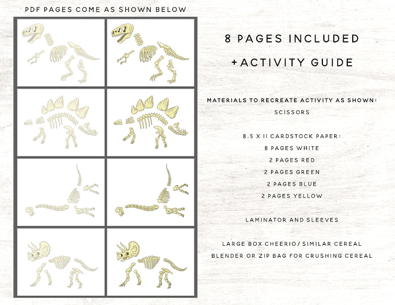 Dinosaur Bones Fossil Match Toddler / Child Activity // DIY Printable ...