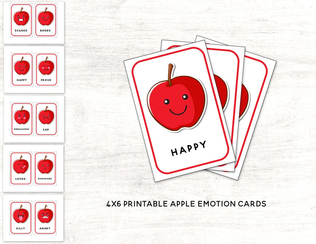 Apple Emotions Printable Learning Cards // Fall Feelings Flashcards - Etsy