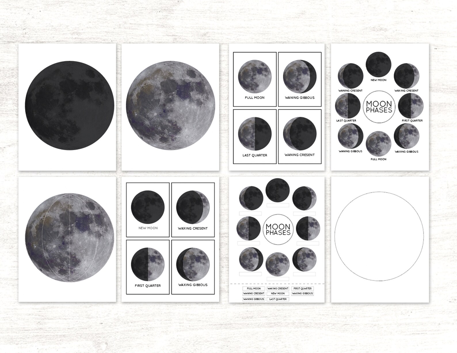 Moon Phase Lunar Unit Study // Printable PDF Moon Flashcards and Moon ...
