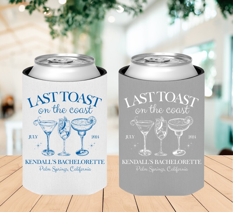Last Toast on the Coast Bachelorette Can Cooler Custom Beach Bridal ...