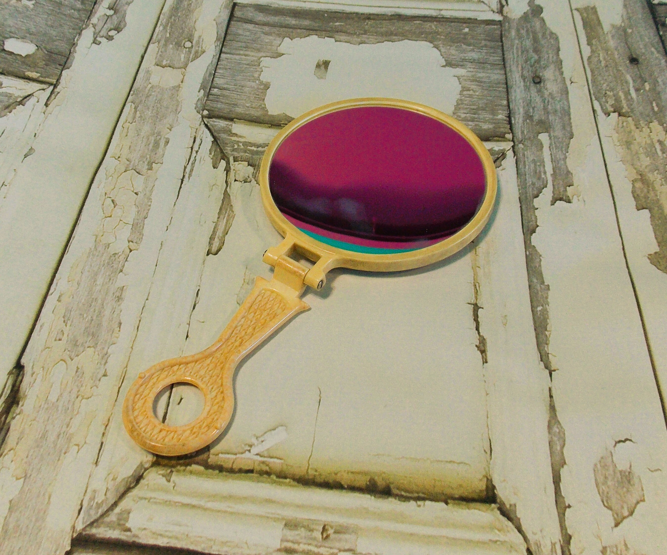 Vintage Celluloid Bakelite Folding Hand Mirror Double Sided Magnifying ...