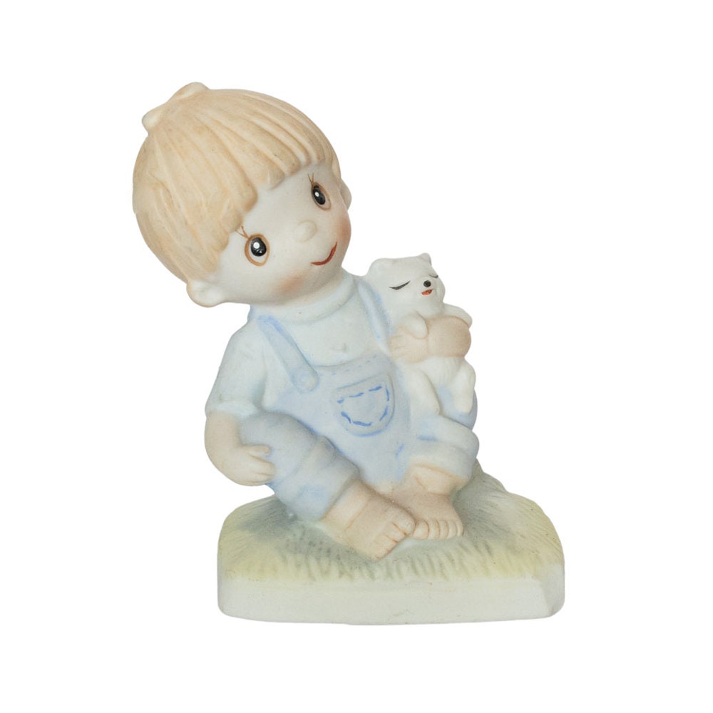 Darling Little Boy Figurine Holding Puppy - Etsy