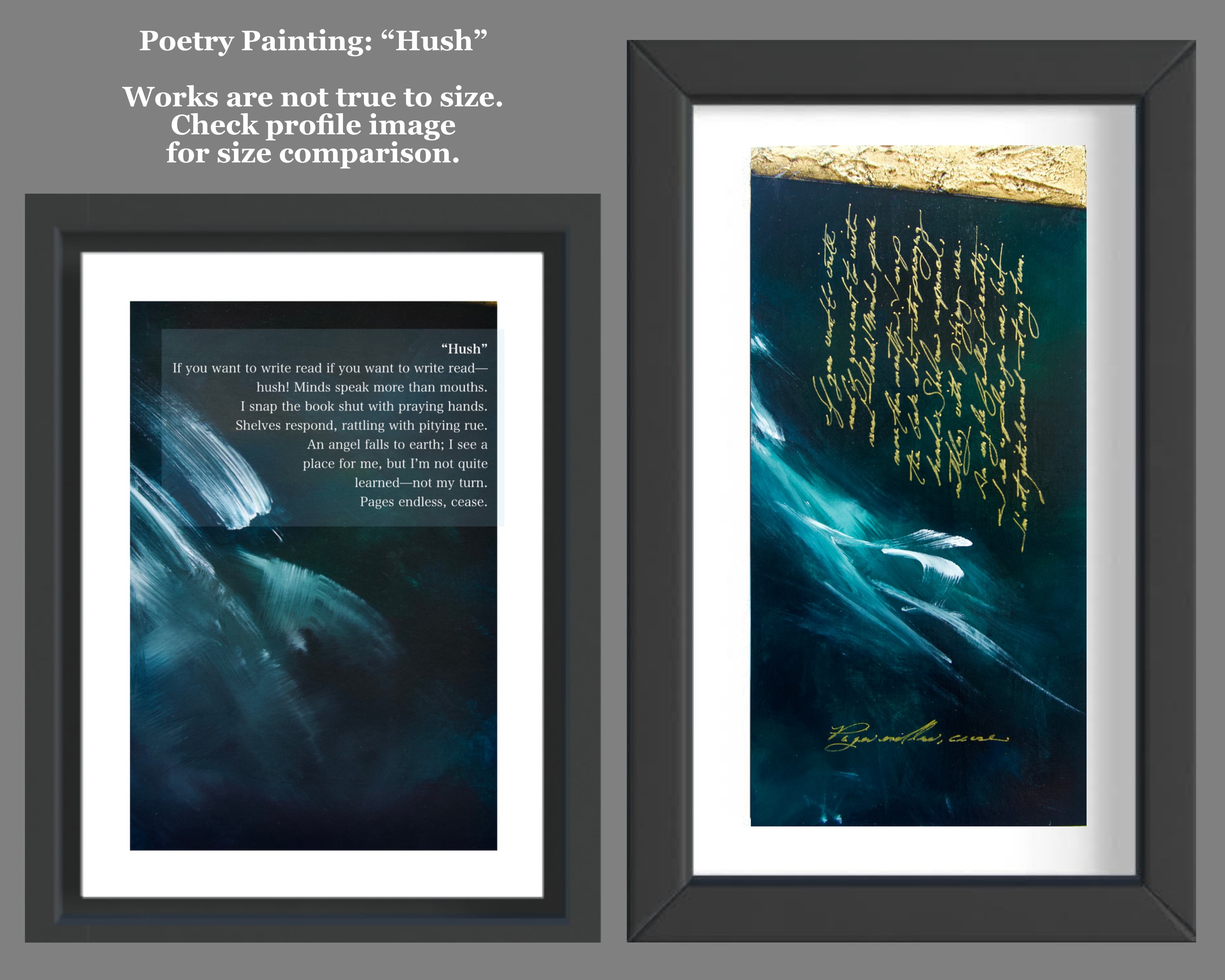 Poetry Paintings / Acrylic and Pen Artwork on Wood Panel With Freeform ...