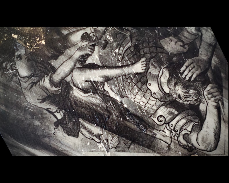 David and Goliath Illustration Print, Gold-leaf Details, Biblical Art ...