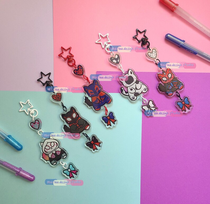 Spider-nyan Acrylic Keychain | Kawaii Spider Verse Charm - Etsy