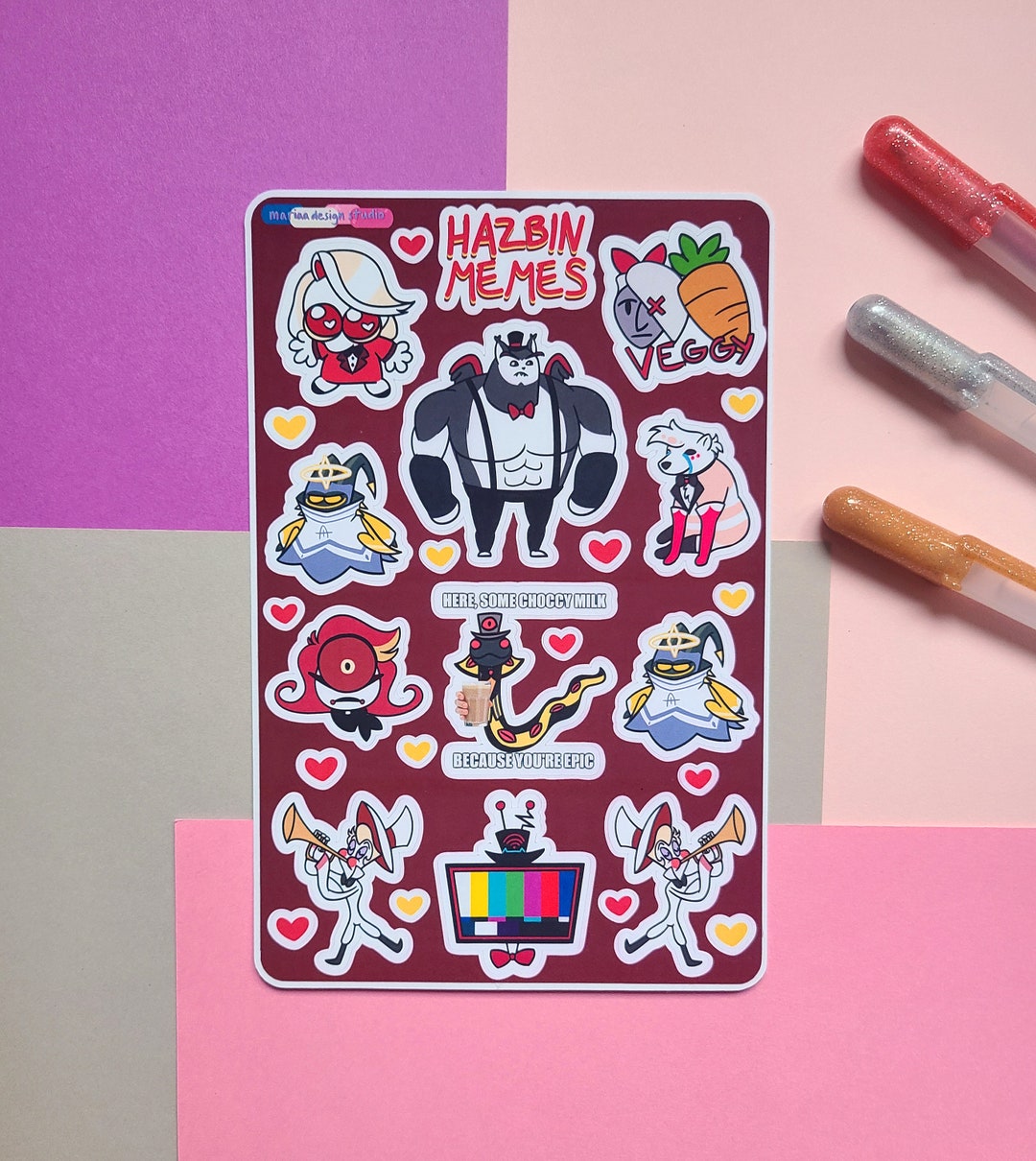 Hazbin Meme Sticker Sheet | Laptop Stickers | Kawaii Stickers | Funny ...