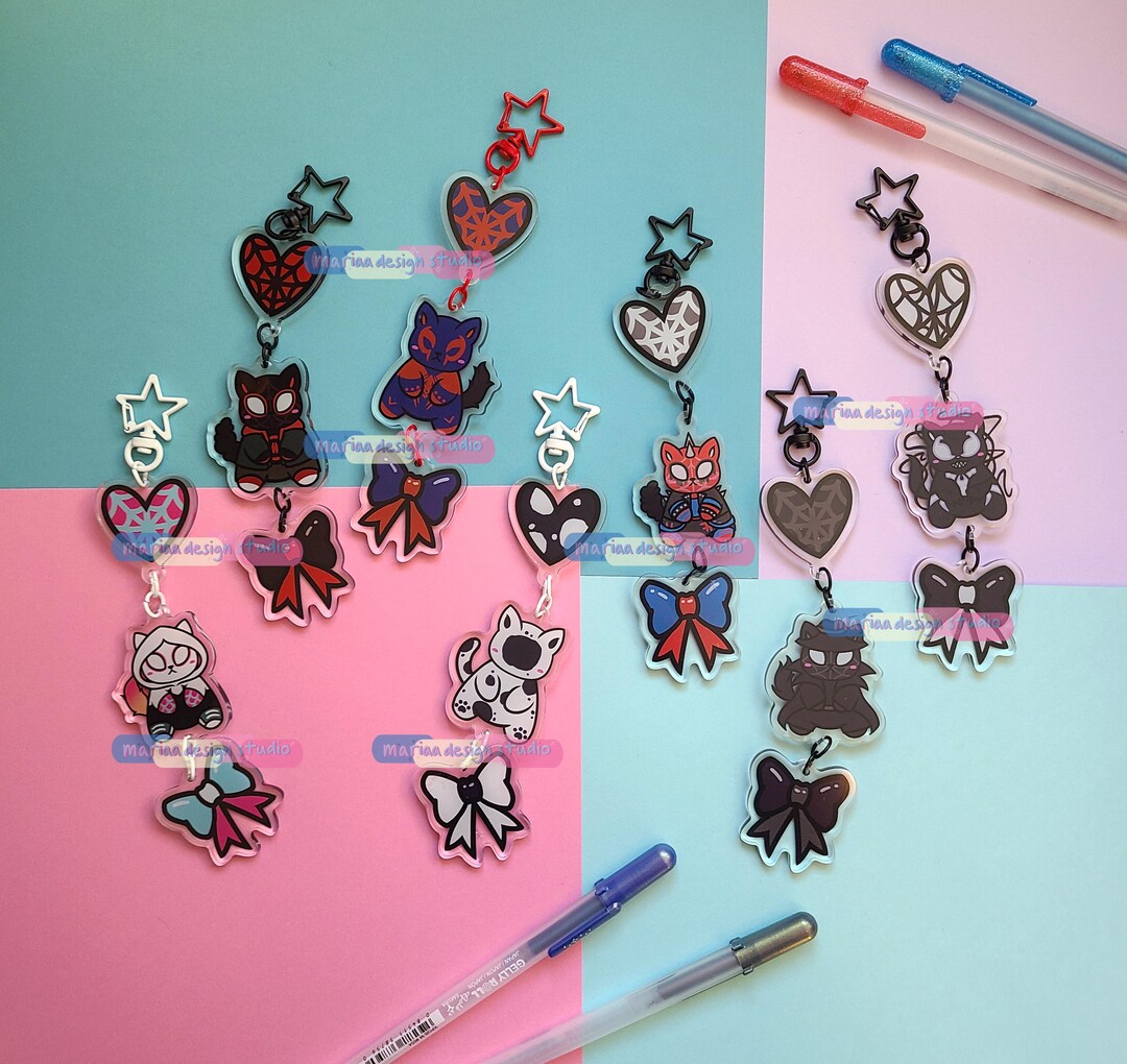 Spider-nyan Acrylic Keychain | Kawaii Spider Verse Charm - Etsy