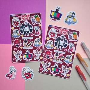 Hazbin Meme Sticker Sheet | Laptop Stickers | Kawaii Stickers | Funny ...