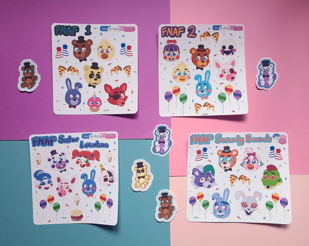 FN.AF Sticker Sheets | FNAF Stickers | Sister Location | Freddy Bear ...