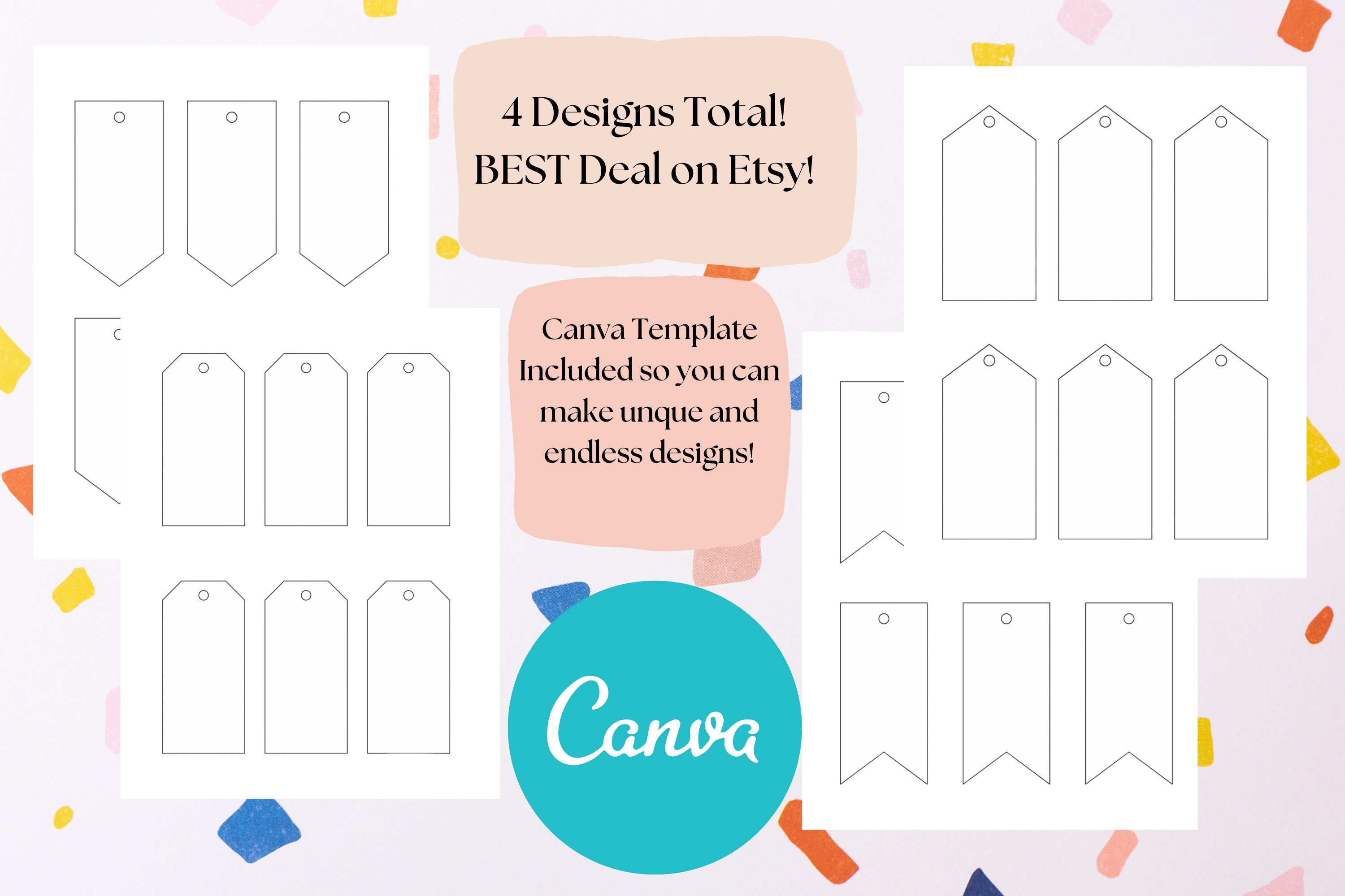 Printable Canva Standard Tag Template for 2x4 Inch Tags, Hang Tag ...