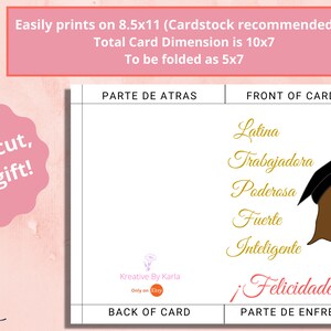 Digital, Downloadable, Printable Latina Graduation Card Class of 2021 ...