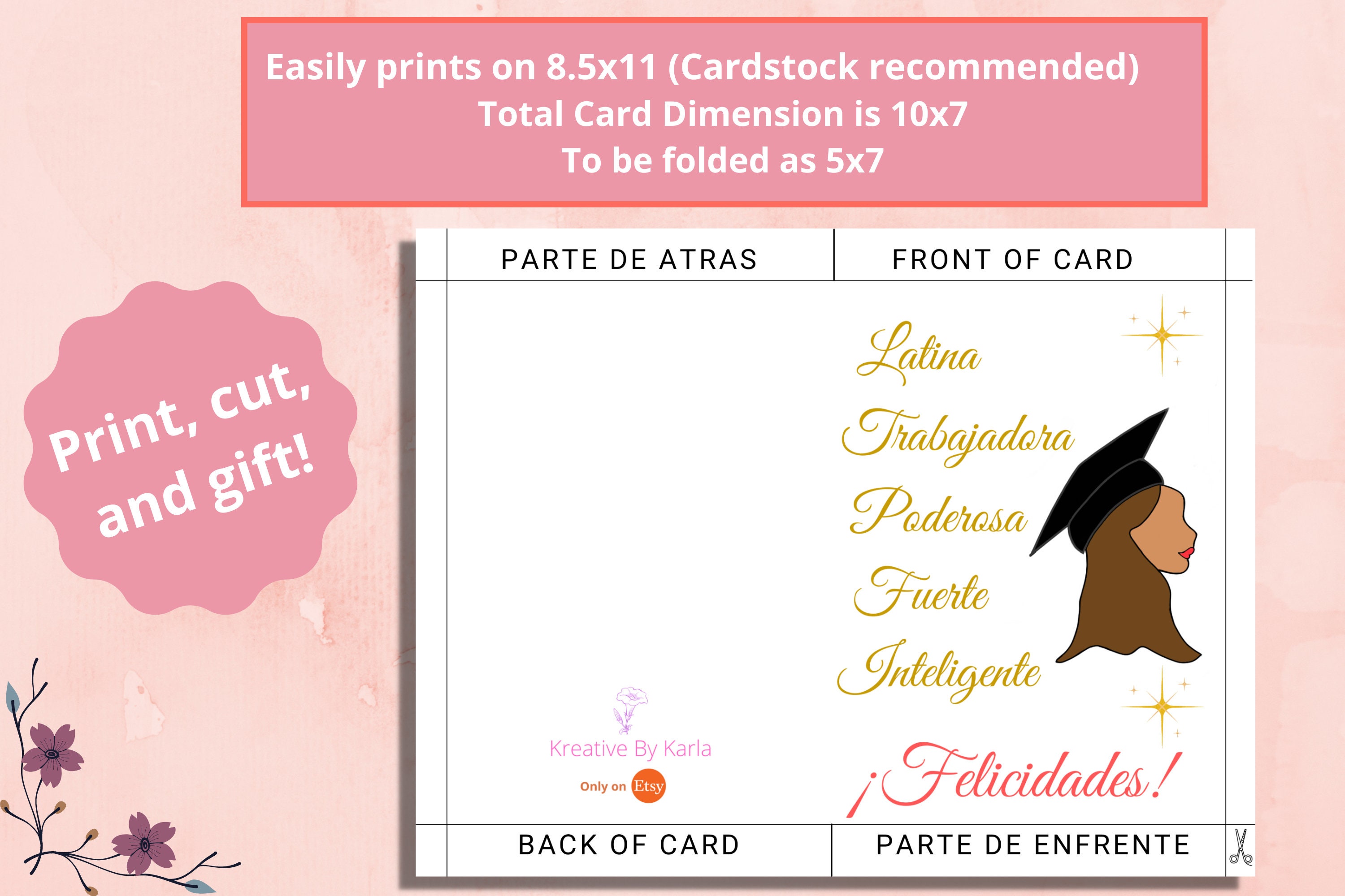 Digital, Downloadable, Printable Latina Graduation Card Class of 2021 ...