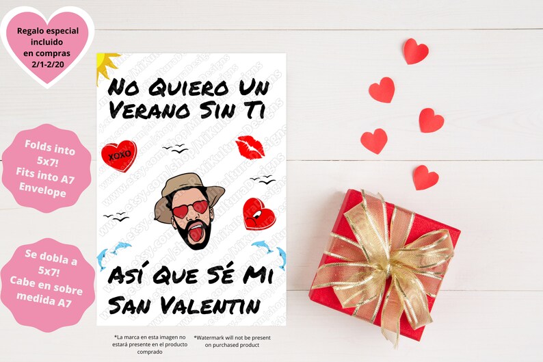 Bad Bunny Valentines Day Card - Un Verano Sin Ti Tarjeta De San ...