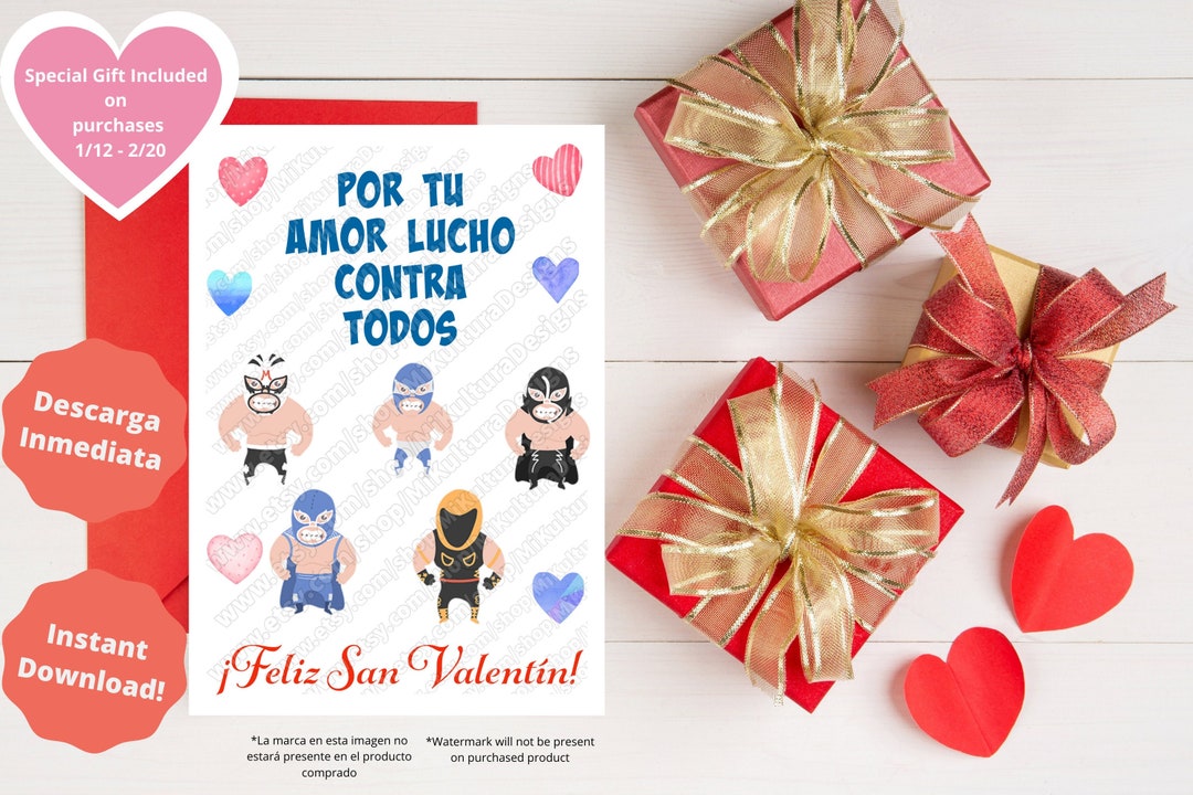 Tarjeta De San Valentin, Downloadable Luchador Valentine Greeting Card ...