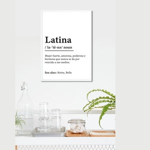 Latina Definition Wall Art Printable Wall Art Digital | Etsy