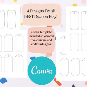 Printable Canva Round Tag Template for 2x4 Inch Tags, Hang Tag Template ...