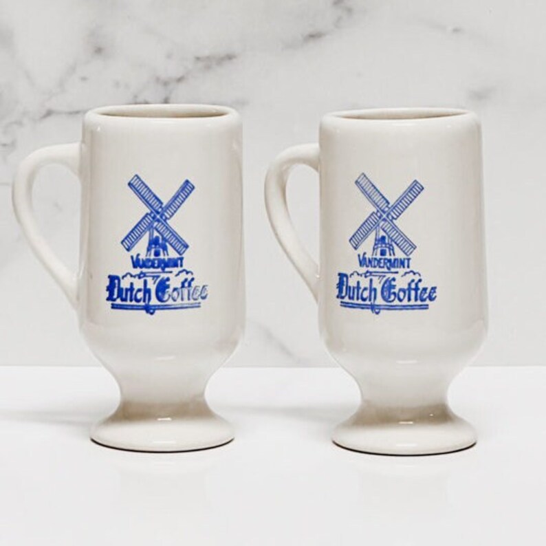 Set of 2 Vintage Dutch Coffee Mugs and Vandermint Liqueur Glasses ...