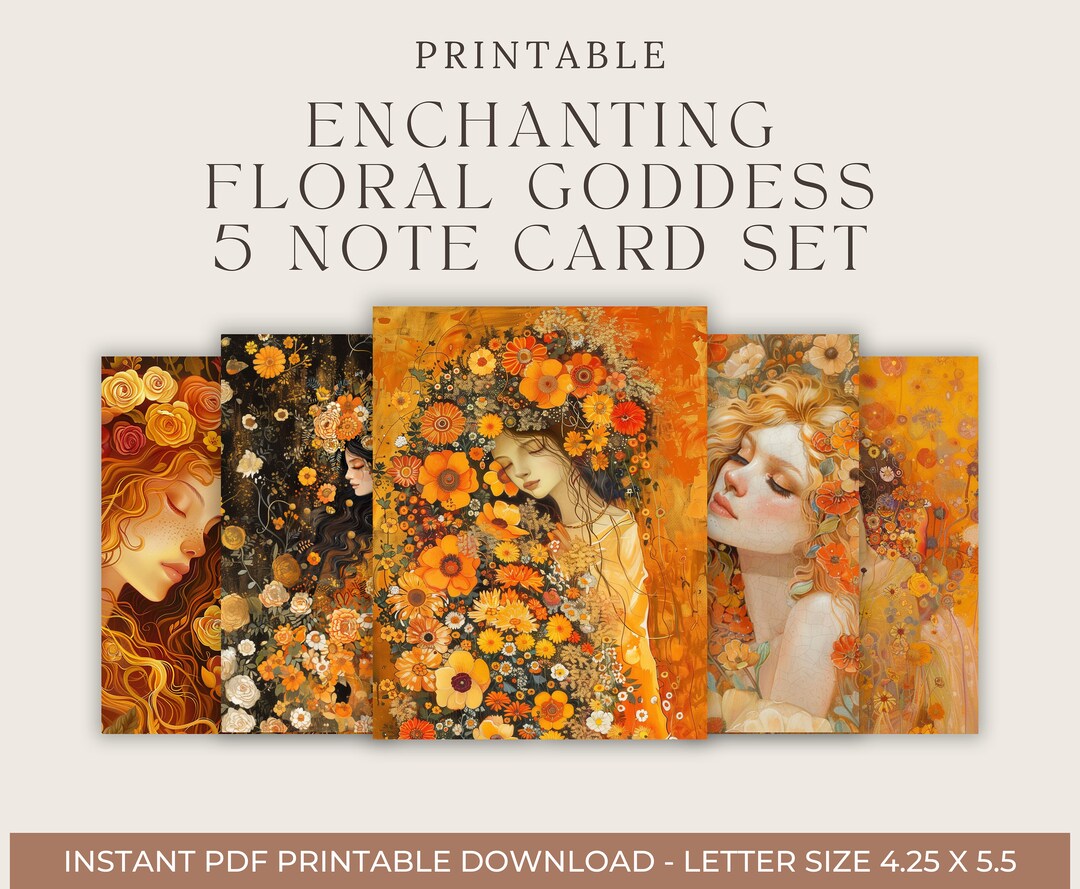 Printable Goddess Note Card Set Instant Download 4.25 X 5.5 Blank ...