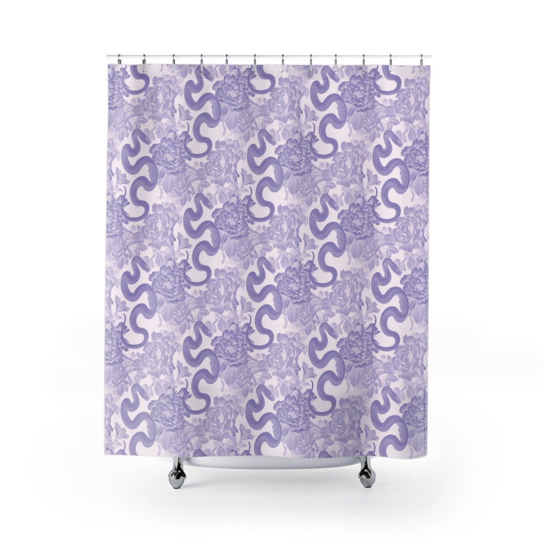 Inverse Pastel Purple Floral Snakes Shower Curtain - Etsy
