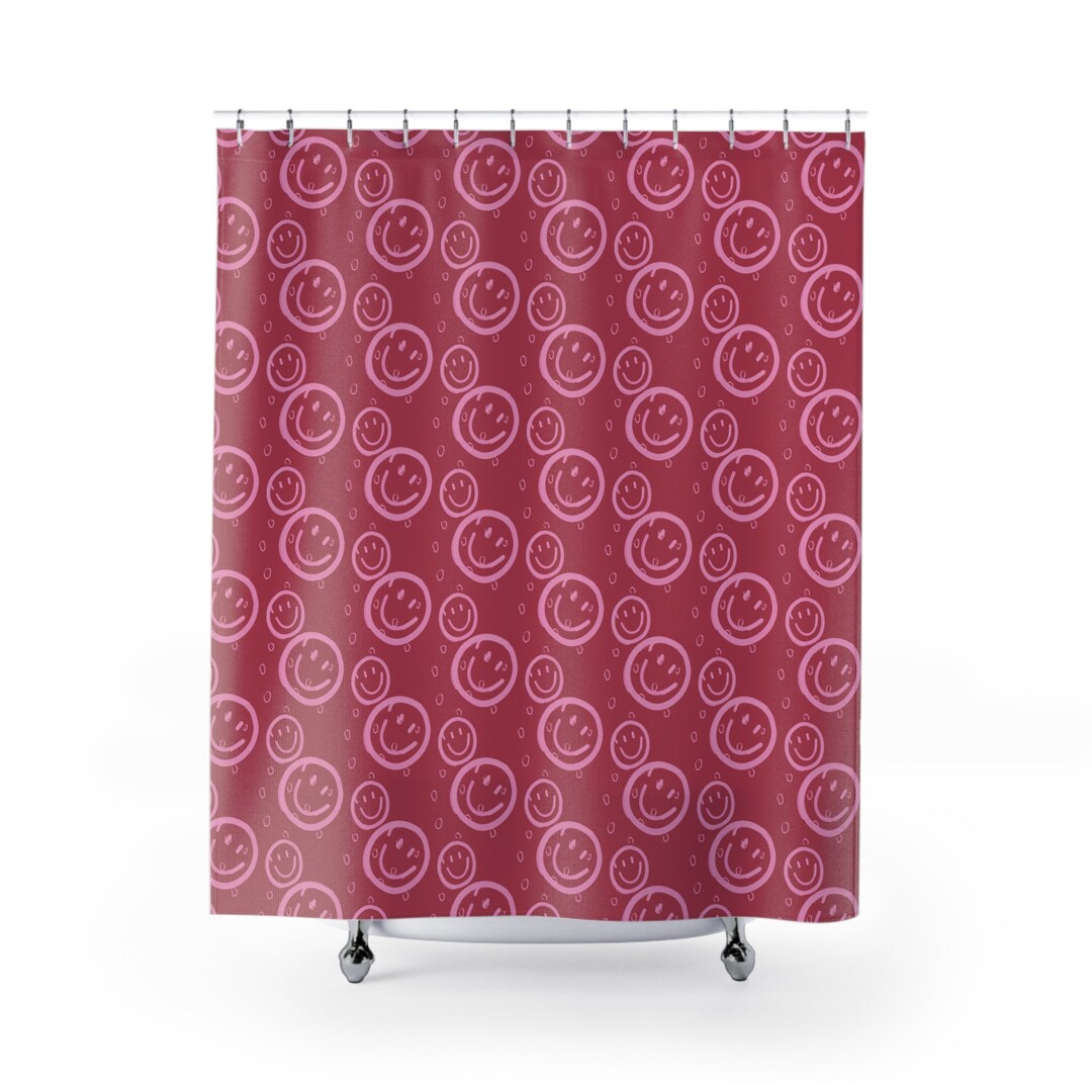 Pink Pastel Smileys Shower Curtain - Etsy