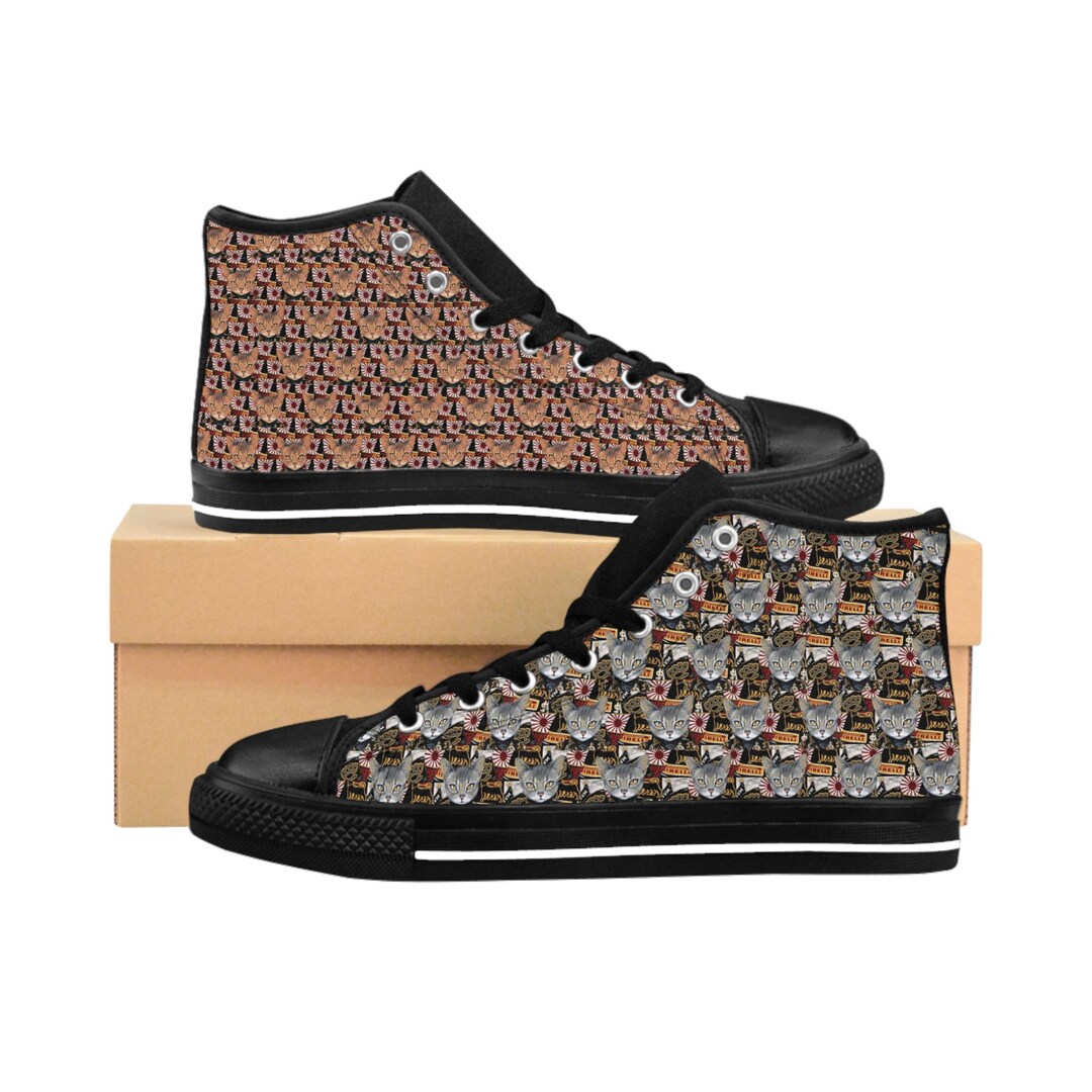 High Top Retro Cats Sneakers, Women's Classic Hight-top Shoes - Etsy