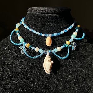 Tsireya Shell Necklace, Layered Necklace, Fresh Water Pearl Necklace - Etsy