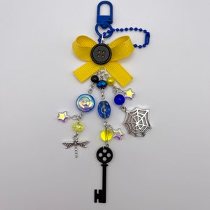 Coraline Keychain and Hair Clips Inspired, Beaded Keychain, Charm ...