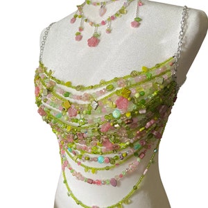 Beaded Bralette, Cherry Blossom Themed, Body Jewelry, Beaded Top - Etsy