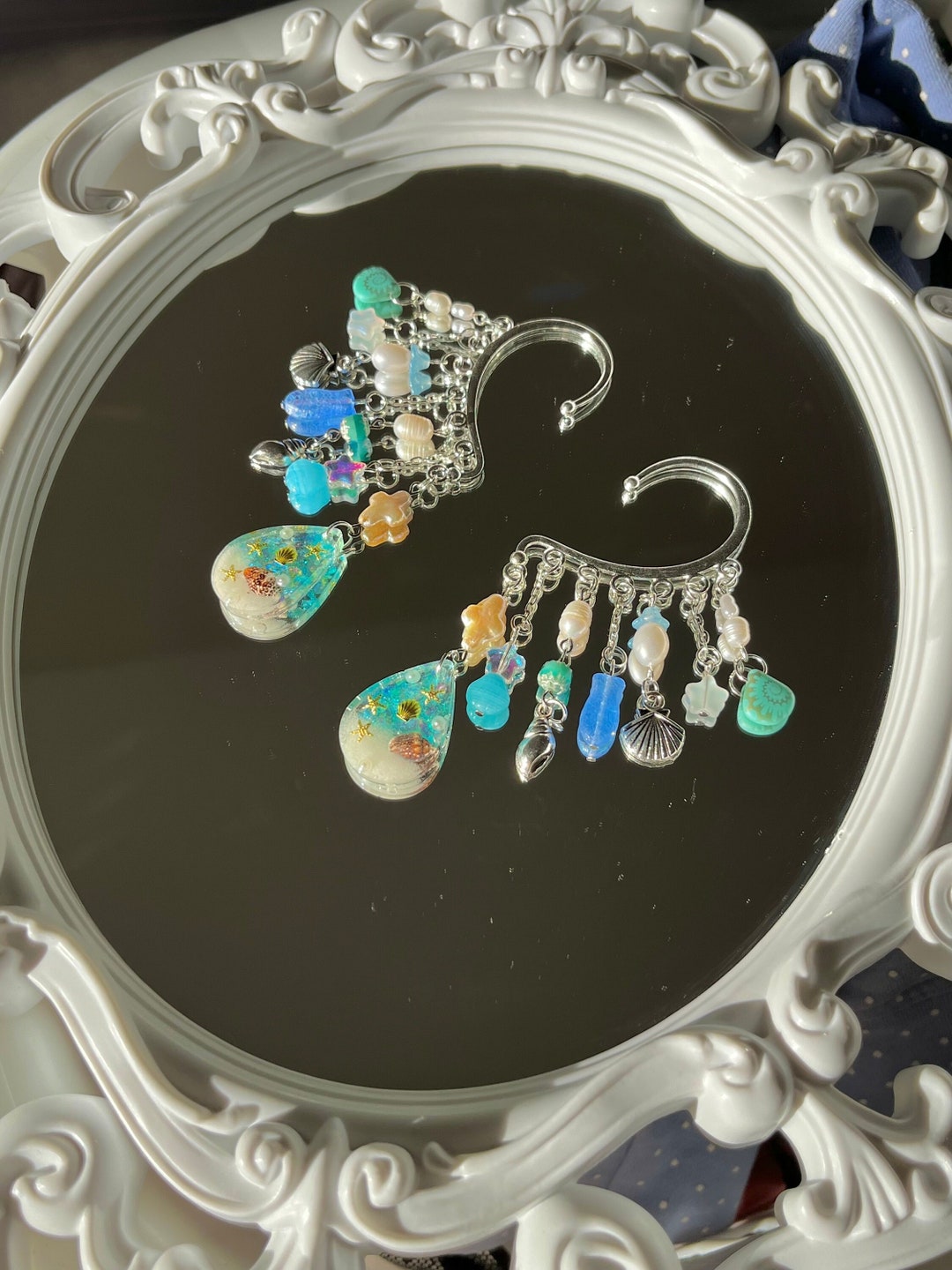 Mermaid Ear Cuff, Seashell Earrings, Drop Earrings, Beach Vibes, Ocean ...