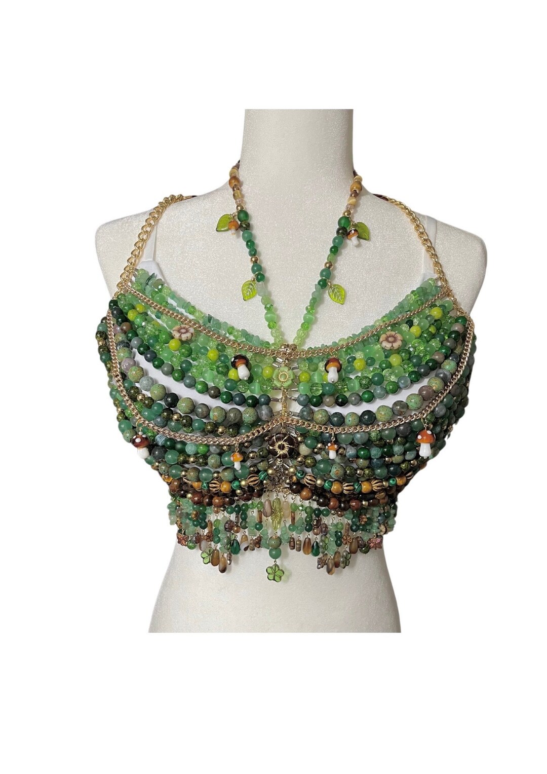CLEARANCE Beaded Bralette, Size 36 D, Woodland Mushroom Themed, Body ...