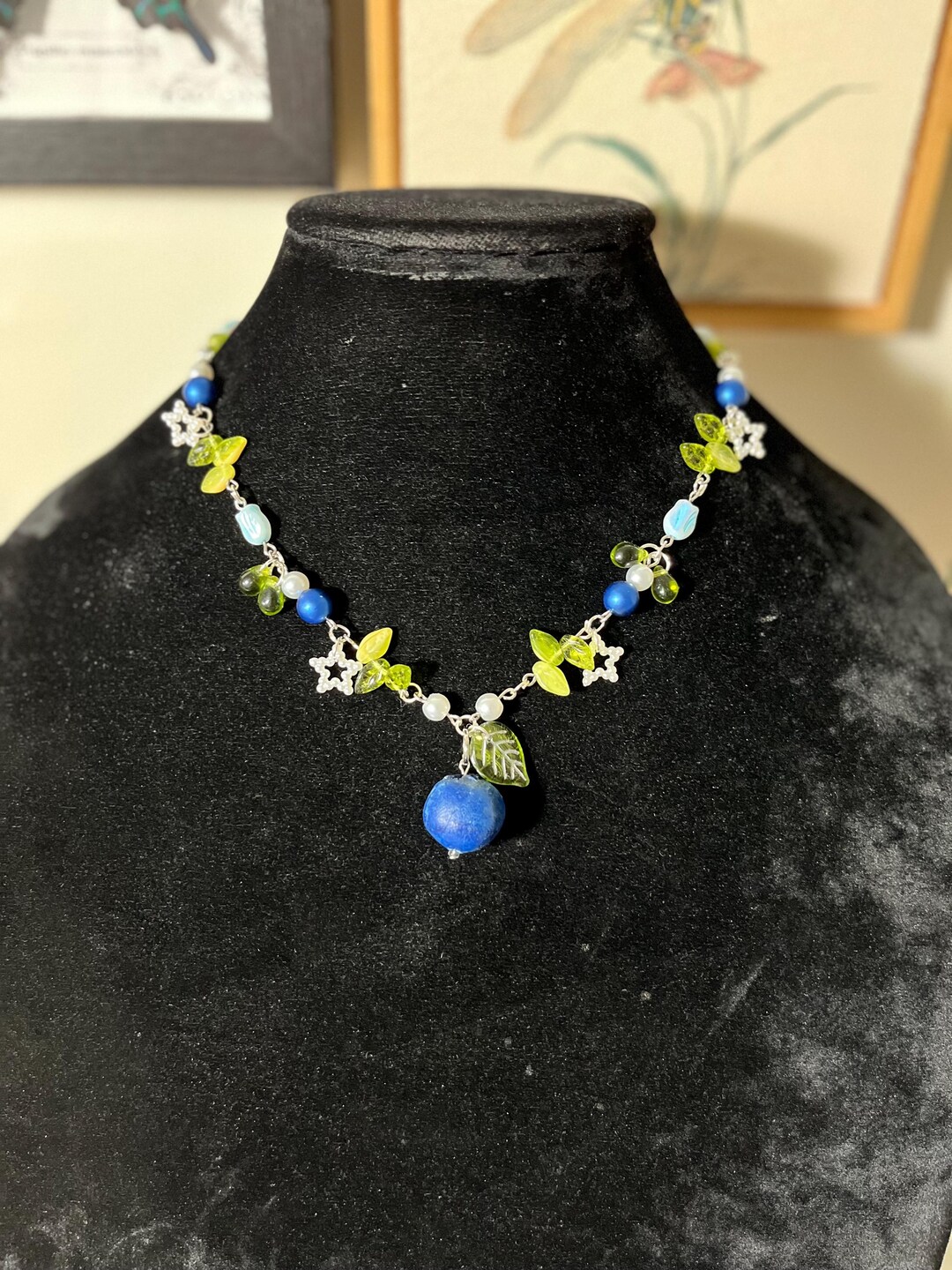 Blueberry Necklace, Fairy Core, Cluster Necklace, Blueberry Pendant ...