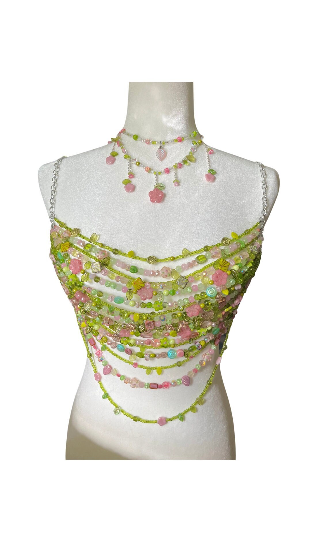 Beaded Bralette, Cherry Blossom Themed, Body Jewelry, Beaded Top - Etsy