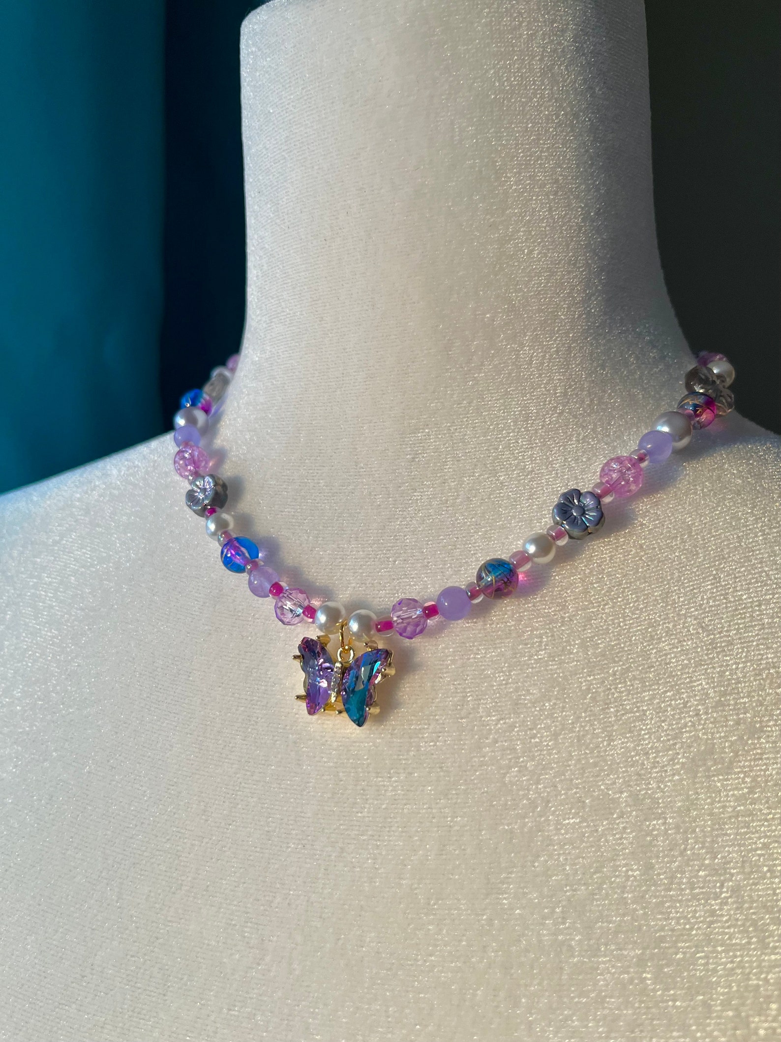 Crystal Butterfly Necklace, Multicoloured, Butterfly Charm, Cubic ...