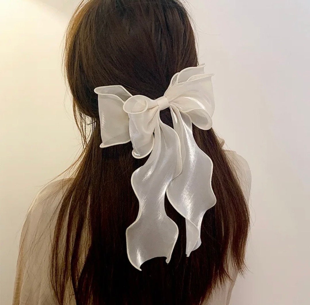 Ribbon Hair Clip Pearlescent Ribbon Korean Head Piece - Etsy