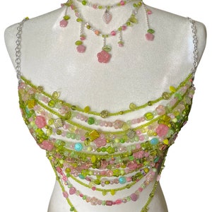 Beaded Bralette, Cherry Blossom Themed, Body Jewelry, Beaded Top - Etsy
