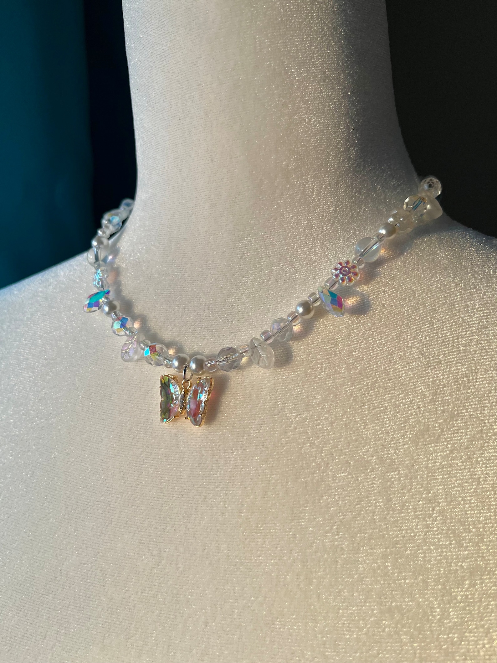 Crystal Butterfly Necklace, Multicoloured, Butterfly Charm, Cubic ...