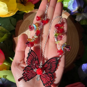 Red Postman Butterfly, Butterfly Necklace and Earrings, Jewelry ...