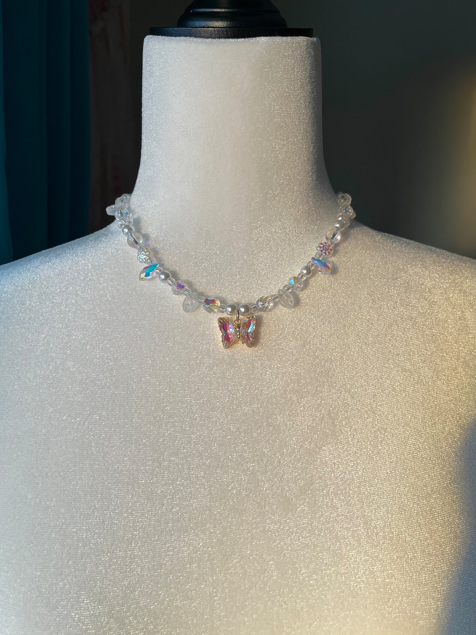 Crystal Butterfly Necklace, Multicoloured, Butterfly Charm, Cubic ...