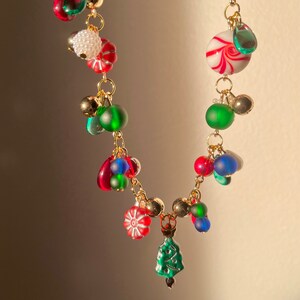 Christmas Tree Necklace, Cluster Necklace, Holiday Themed Jewelry ...