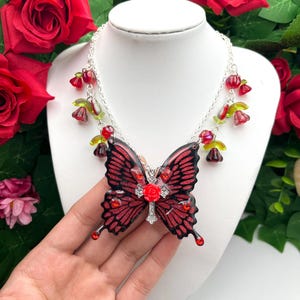 Red Postman Butterfly, Butterfly Necklace and Earrings, Jewelry ...