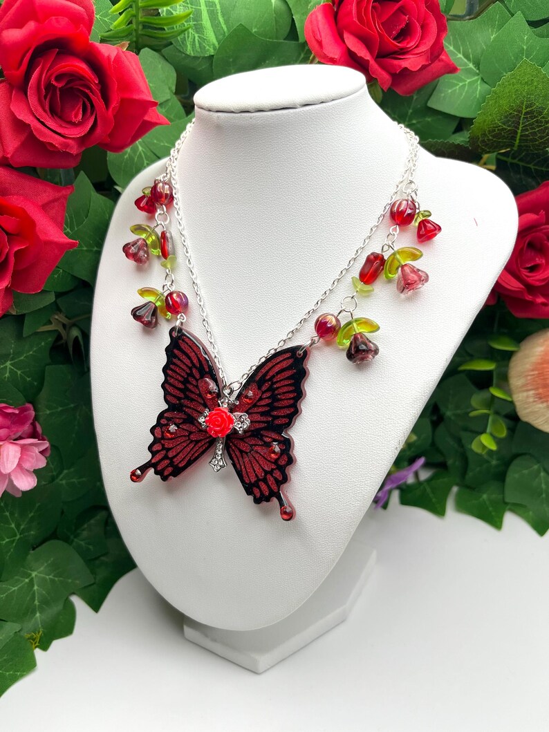 Red Postman Butterfly, Butterfly Necklace and Earrings, Jewelry ...