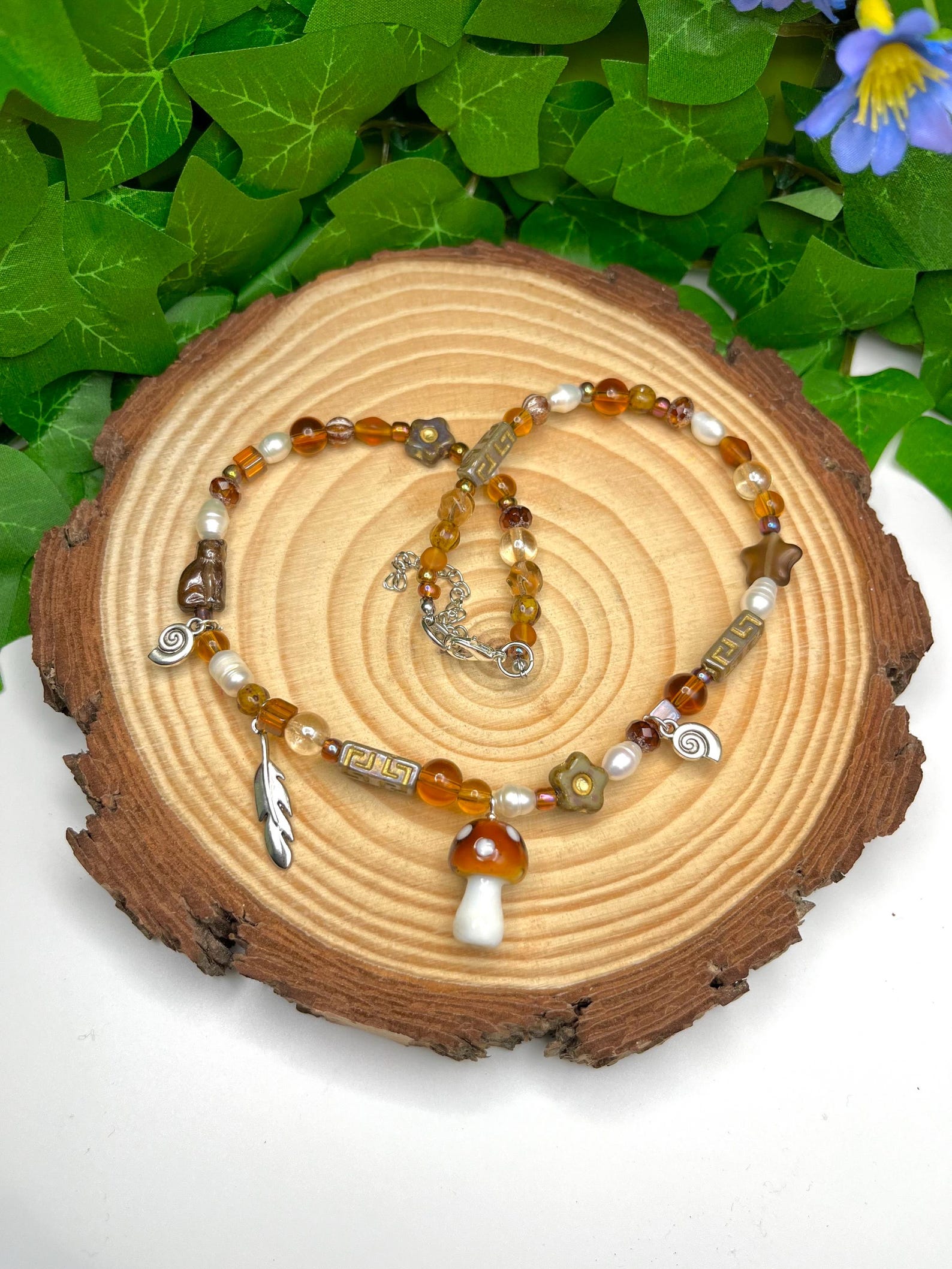 Mushroom Necklace, Crystal Jewelry, Cottagecore, Jewelry, Necklace ...